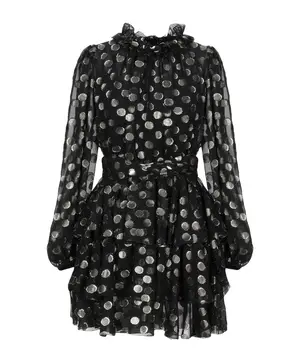 Dolce & Gabbana Polkadot Longsleeve Dress - Black