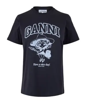 GANNI Graphic T-shirt - Black