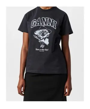 GANNI Graphic T-shirt - Black