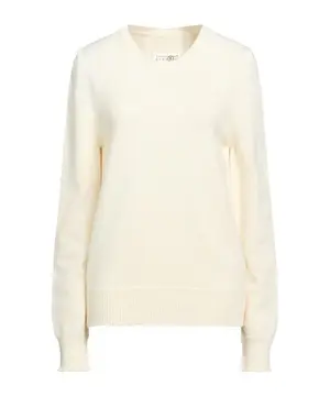 MAISON MARGIELA Long Sleeve Crewneck Knit Sweater With Print - White