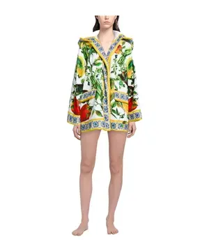 Dolce & Gabbana Printed Terrycloth Hooded Robe