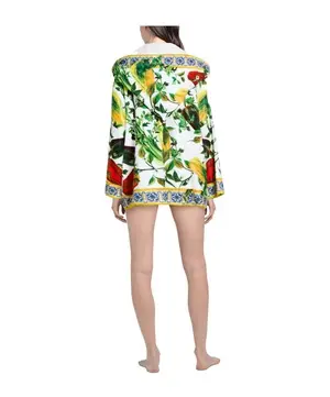 Dolce & Gabbana Printed Terrycloth Hooded Robe
