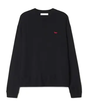 Maison Kitsuné Red Profile Fox Merino Wool Jumper - Black
