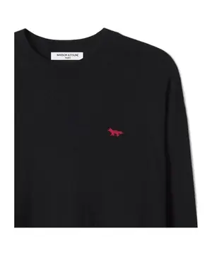 Maison Kitsuné Red Profile Fox Merino Wool Jumper - Black