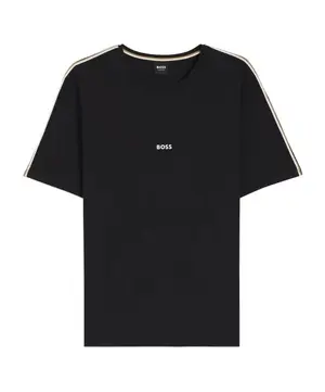 Hugo Boss Stretch-cotton Pyjama Top With Signature-stripe Tape - Black