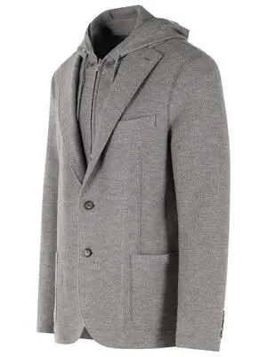 Eleventy Layered Blazer With Hood