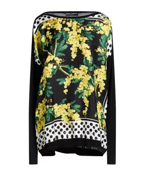 Dolce & Gabbana Floral Print Long Sleeve Knit - Black