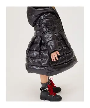Monnalisa Hooded Quilted Jacket With Logo Detail