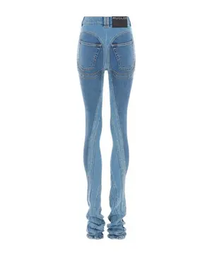 MUGLER Embossed Patch Denim Trousers