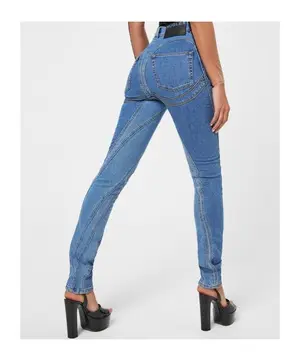 MUGLER Embossed Patch Denim Trousers