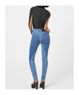 MUGLER Embossed Patch Denim Trousers