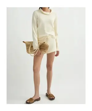 Posse Long Sleeve Knitwear With Rolled Collar - Ivory
