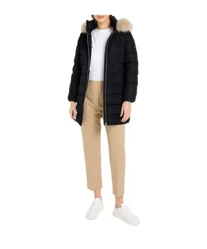 Tommy Hilfiger Tyra Water-resistant Down Puffer Jacket With Fur Trim - Black