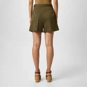 Max Mara Houndstooth Pleated Shorts