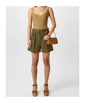 Max Mara Houndstooth Pleated Shorts