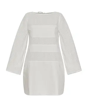 Posse Long-sleeved Eyelet Mini Dress