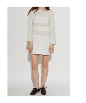 Posse Long-sleeved Eyelet Mini Dress