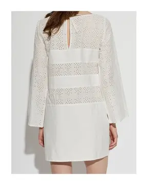 Posse Long-sleeved Eyelet Mini Dress