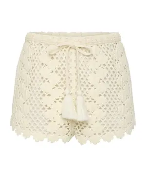 Posse Saskia Crochet Drawstring Shorts - Ivory