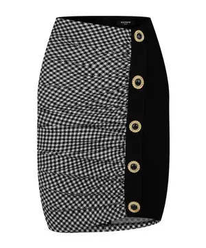 Balmain Pleated Midi Skirt With Button Detail