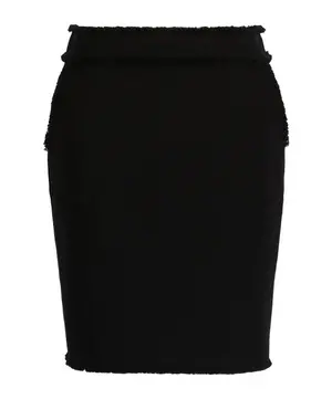 Max Mara Short Wool Jersey Skirt With Fringe Detailing