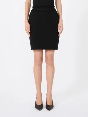 Max Mara Short Wool Jersey Skirt With Fringe Detailing