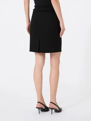 Max Mara Short Wool Jersey Skirt With Fringe Detailing
