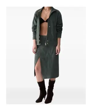 Liu Jo Long Suede Wrap Skirt With Button Detail