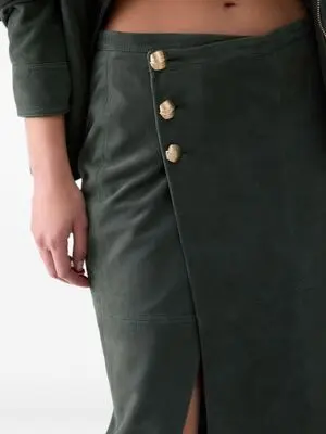 Liu Jo Long Suede Wrap Skirt With Button Detail