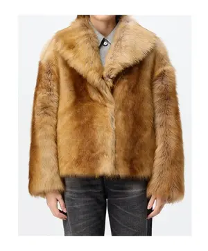 SALVATORE SANTORO V-neck Fur Coat - Brown