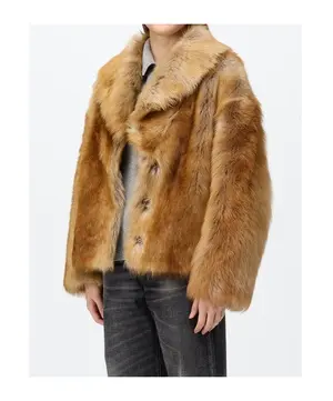 SALVATORE SANTORO V-neck Fur Coat - Brown