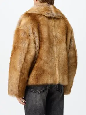 SALVATORE SANTORO V-neck Fur Coat - Brown