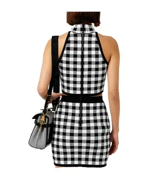 Balmain Knitted Checked Cropped Vest