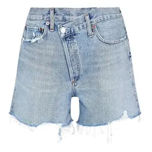 AGOLDE Asymmetrical Denim Shorts With Multiple Pockets - Blue