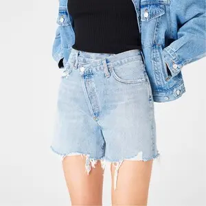 AGOLDE Asymmetrical Denim Shorts With Multiple Pockets
