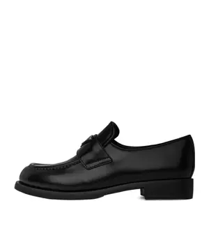 Prada Leather Loafers With Signature Triangle Logo