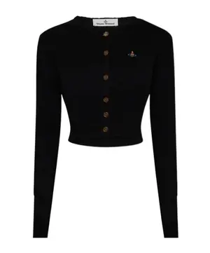 VIVIENNE WESTWOOD Logo Wool Bea Cropped Cardigan
