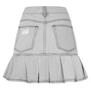 GANNI Pleated Denim Midi Skirt