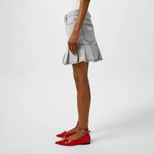 GANNI Pleated Denim Midi Skirt