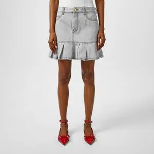 GANNI Pleated Denim Midi Skirt