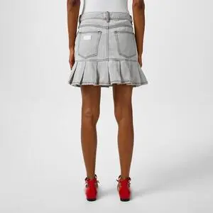 GANNI Pleated Denim Midi Skirt
