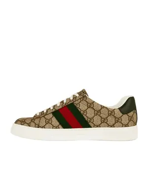 Gucci Gg Monogram Sneakers With Green And Red Web Stripes