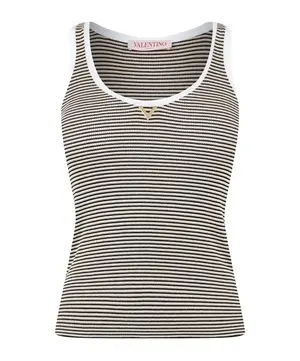 Valentino Garavani Striped Ribbed Vest - Black