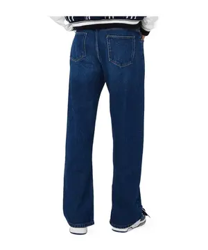 Off-White Zip Skate Mid Rise Straight Leg Jeans - Blue