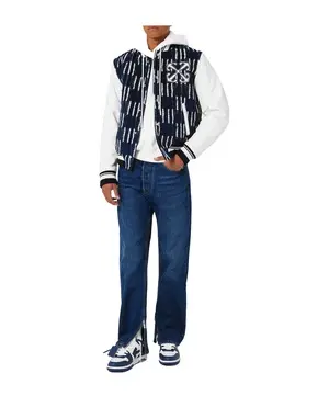 Off-White Zip Skate Mid Rise Straight Leg Jeans - Blue