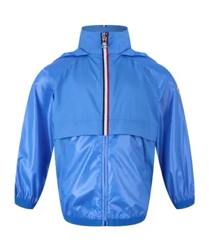 Moncler Logo Hooded Zip-up Jacket - Blue