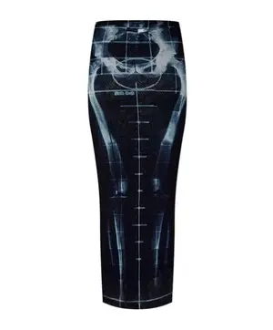 JEAN PAUL GAULTIER Skeleton Print Maxi Skirt