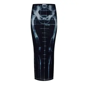 JEAN PAUL GAULTIER Skeleton Print Maxi Skirt