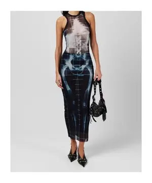 JEAN PAUL GAULTIER Skeleton Print Maxi Skirt
