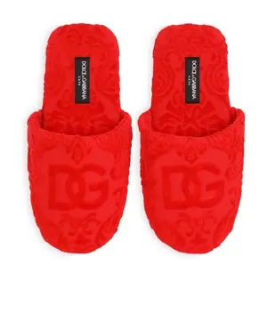 Dolce & Gabbana Logo Jacquard Slides - Red